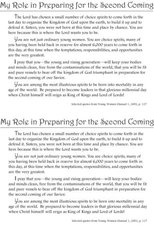 { Mormon Share } The Second Coming - Selected Quotes, YW Man1, Lesson 29