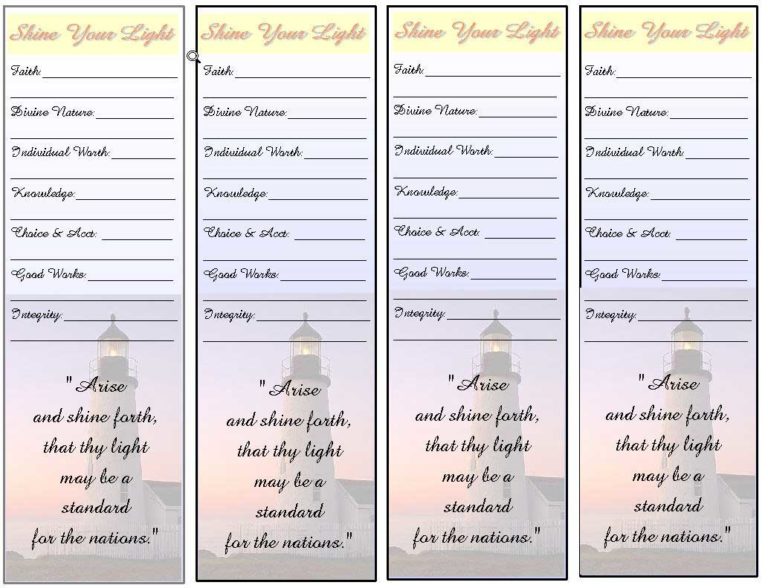 { Mormon Share } Personal Progress Goals Bookmark